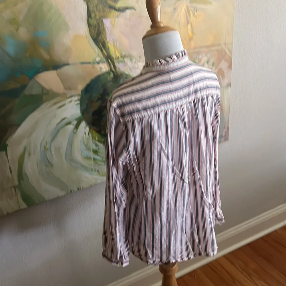 Trovata | Tops | Trovata Birds Of Paradise Cotton Blouse Striped Ruffle ...